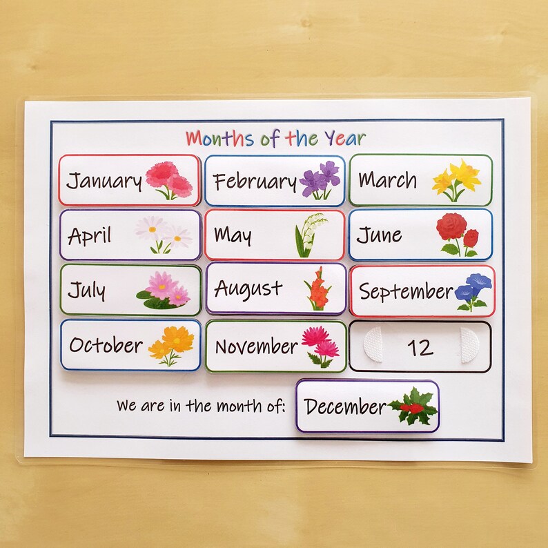Months of the Year Printable: Birth Month Flowers, Homeschool Calendar ...