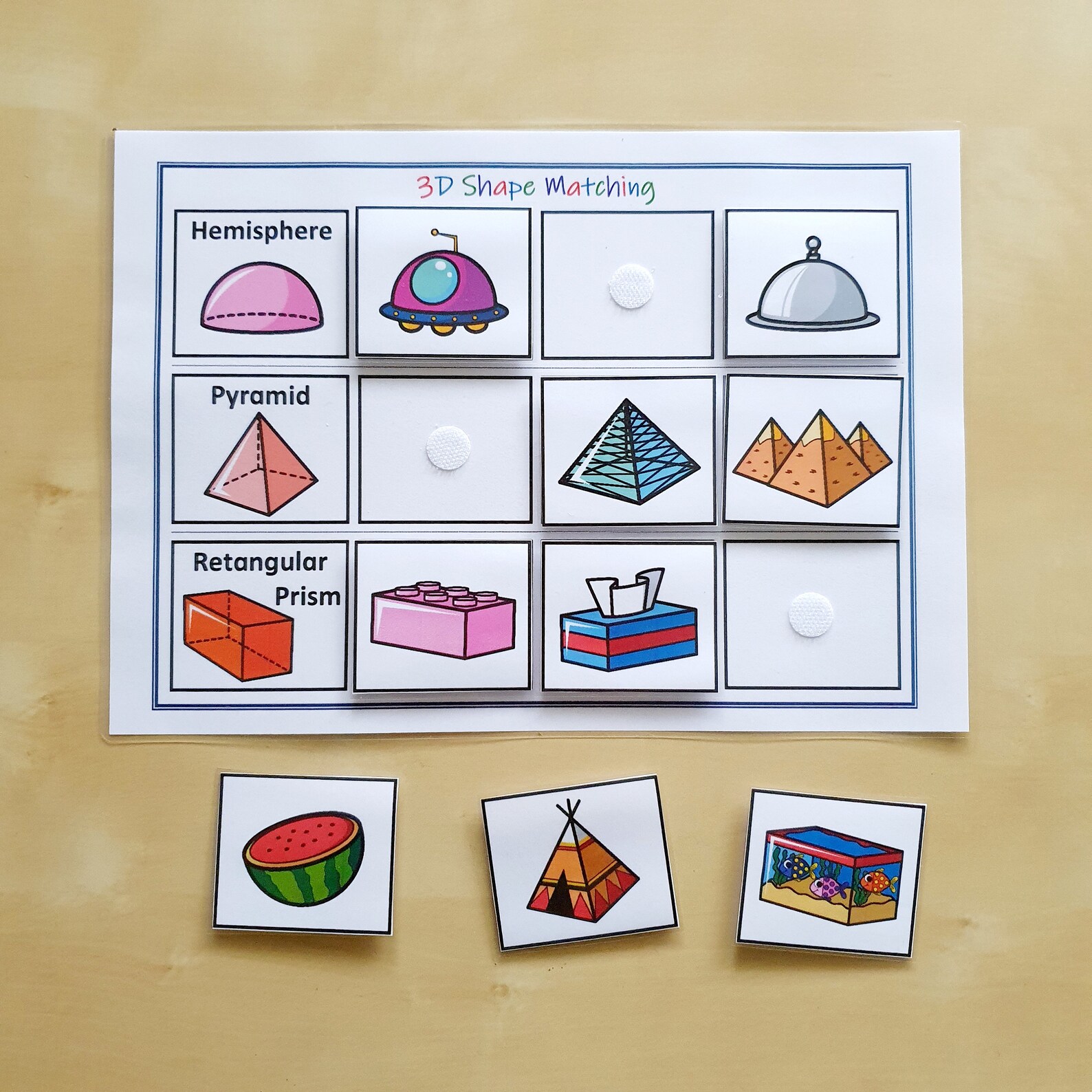 3D Shapes Bundle, Shapes Matching Printable, Tracing Shapes Flash Cards ...