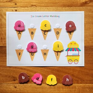 Letter Matching Ice Cream, Busy Book Printable, Montessori Alphabet ...