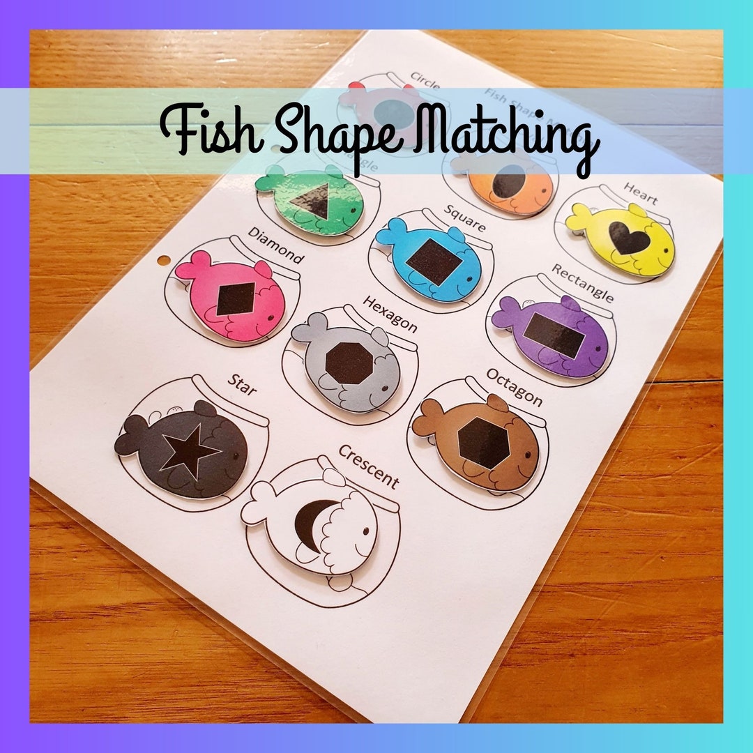 Fish Shape Matching Printable, Busy Book, Matching Shapes, Homeschool ...