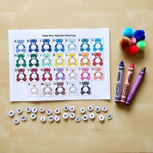 Teddy Bear Alphabet Matching Printable, ABC Worksheet, Homeschool Busy ...