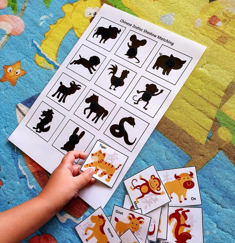 Chinese Zodiac Shadow Matching Chinese New Year Animal | Etsy