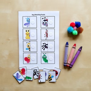 Bug Matching Puzzle, Montessori Printable, Busy Book, Homeschool ...