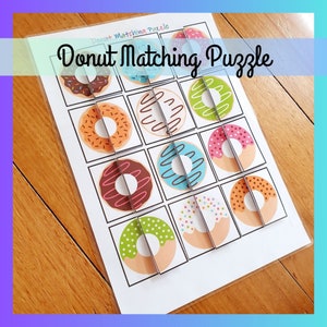 Donut Matching Puzzle, Match Doughnuts Printable, Busy Book Binder ...