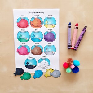Fish Color Matching Printable: Montessori Homeschool Activity (digital ...