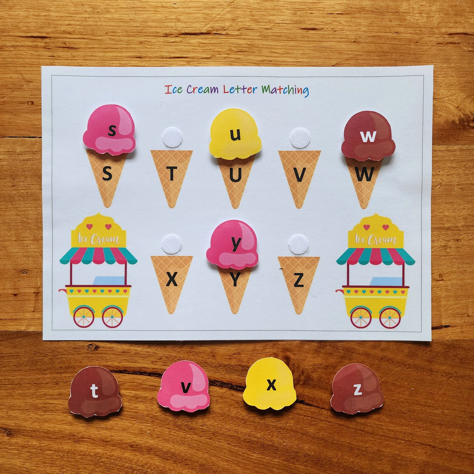 Ice Cream Letter Matching: Montessori Alphabet Worksheet (digital ...
