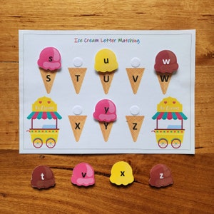 Letter Matching Ice Cream, Busy Book Printable, Montessori Alphabet ...