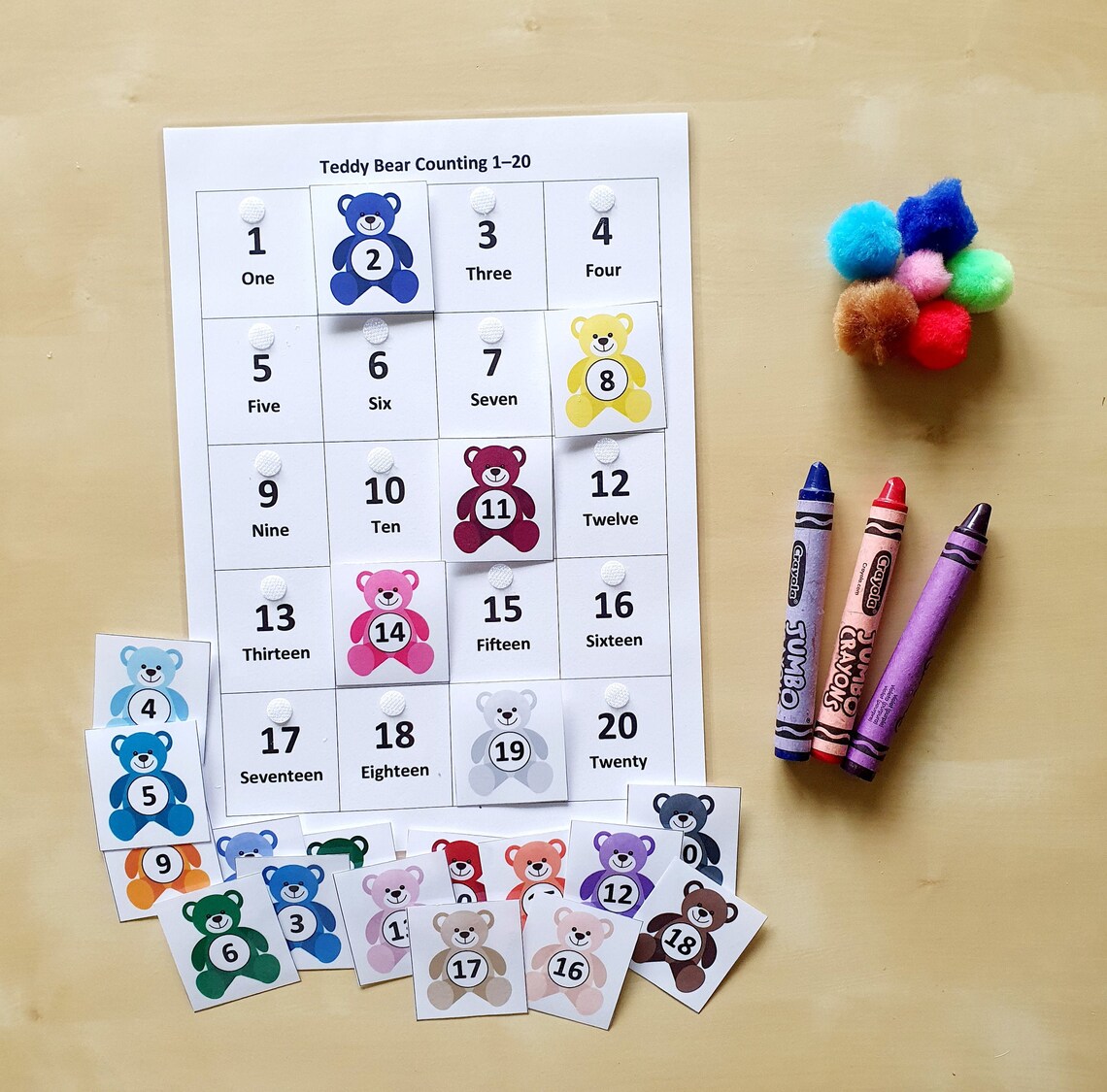 Teddy Bear Counting Printable Busy Book Page Numbers - Etsy