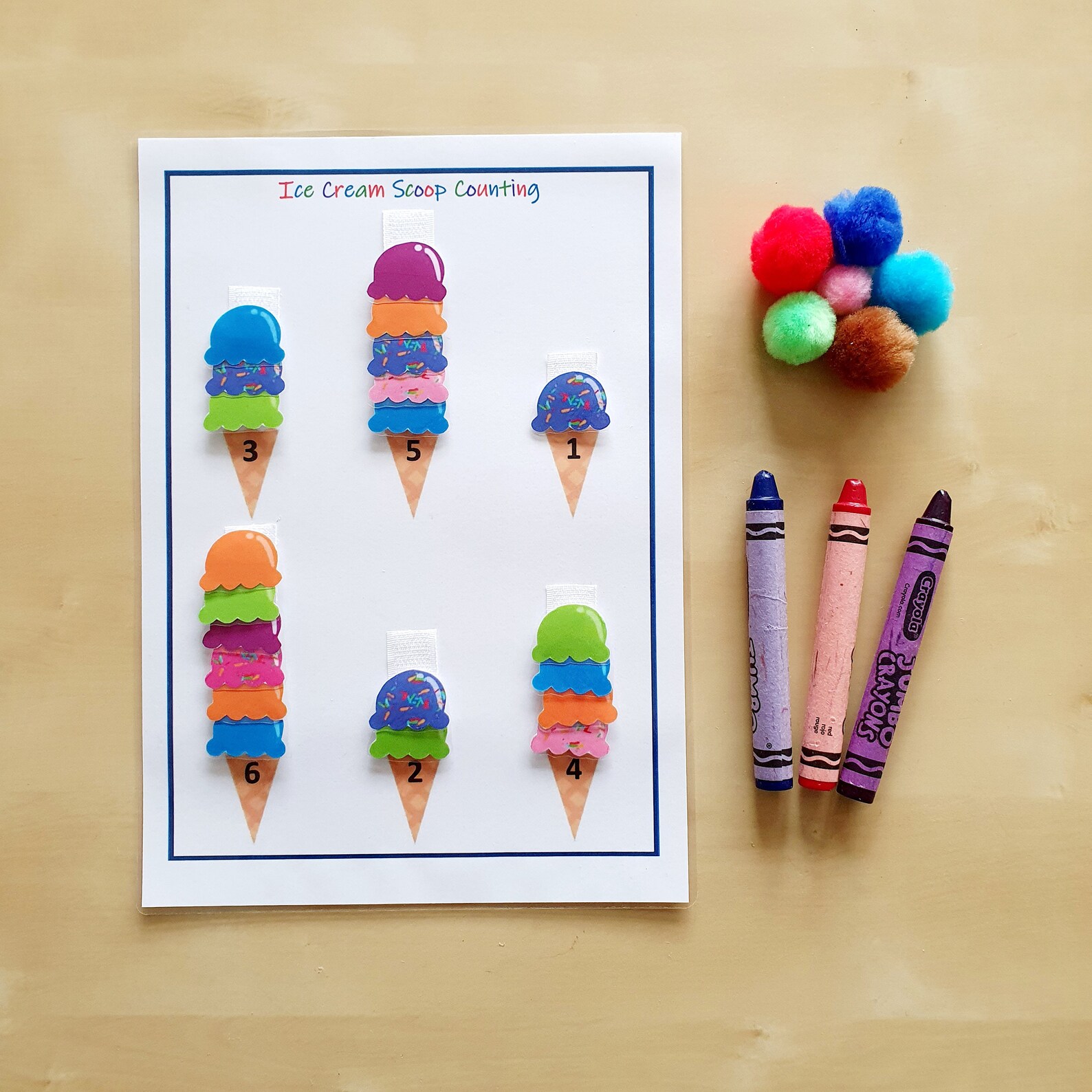 Ice Cream Counting Printable: Math Activity for Toddlers (digital ...