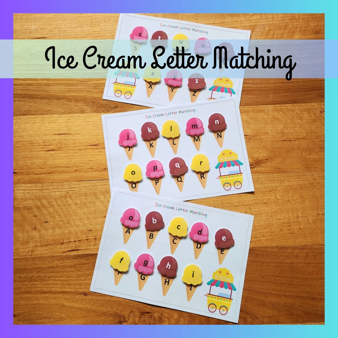 Ice Cream Letter Matching: Montessori Alphabet Worksheet (digital ...