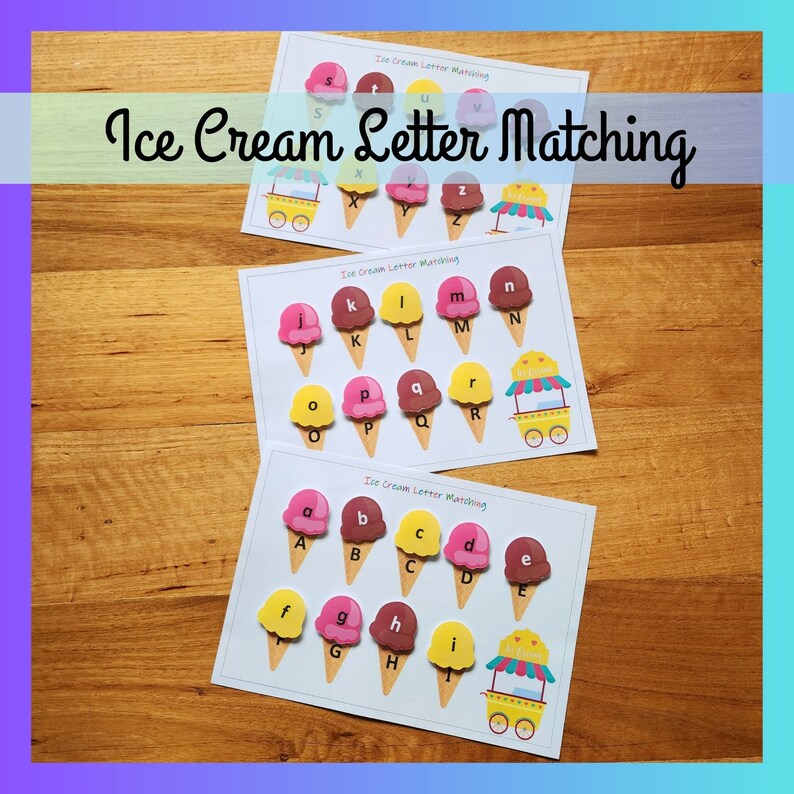 Letter Matching Ice Cream, Busy Book Printable, Montessori Alphabet ...