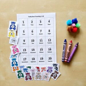 Teddy Bear Counting Printable: Montessori Numbers 1-20 (digital ...
