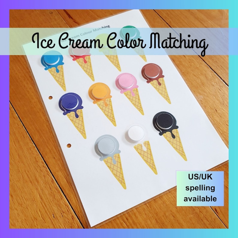 Ice Cream Color Matching Printable: Toddler Learning Activity (digital ...