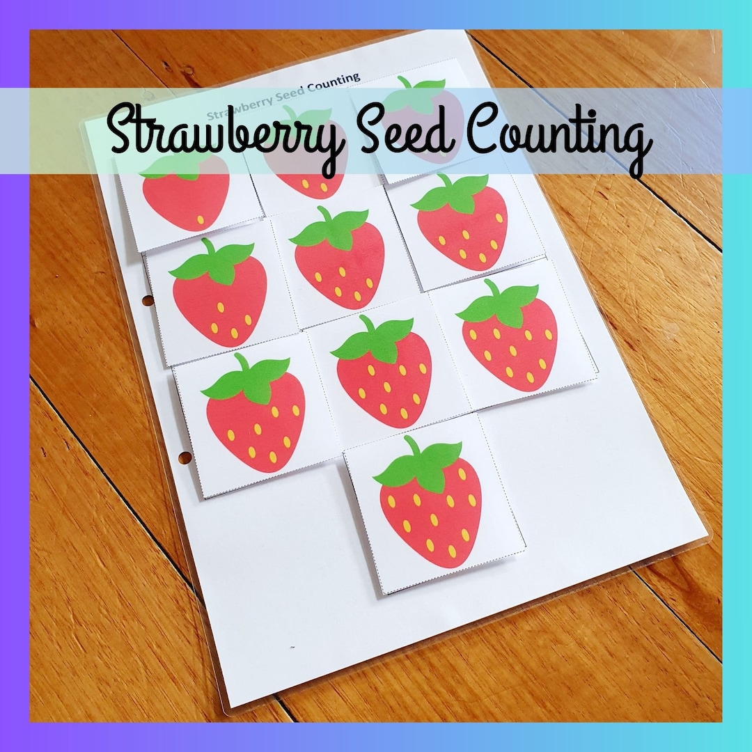 Strawberry Seed Counting Printable: Math Worksheet (digital Download ...