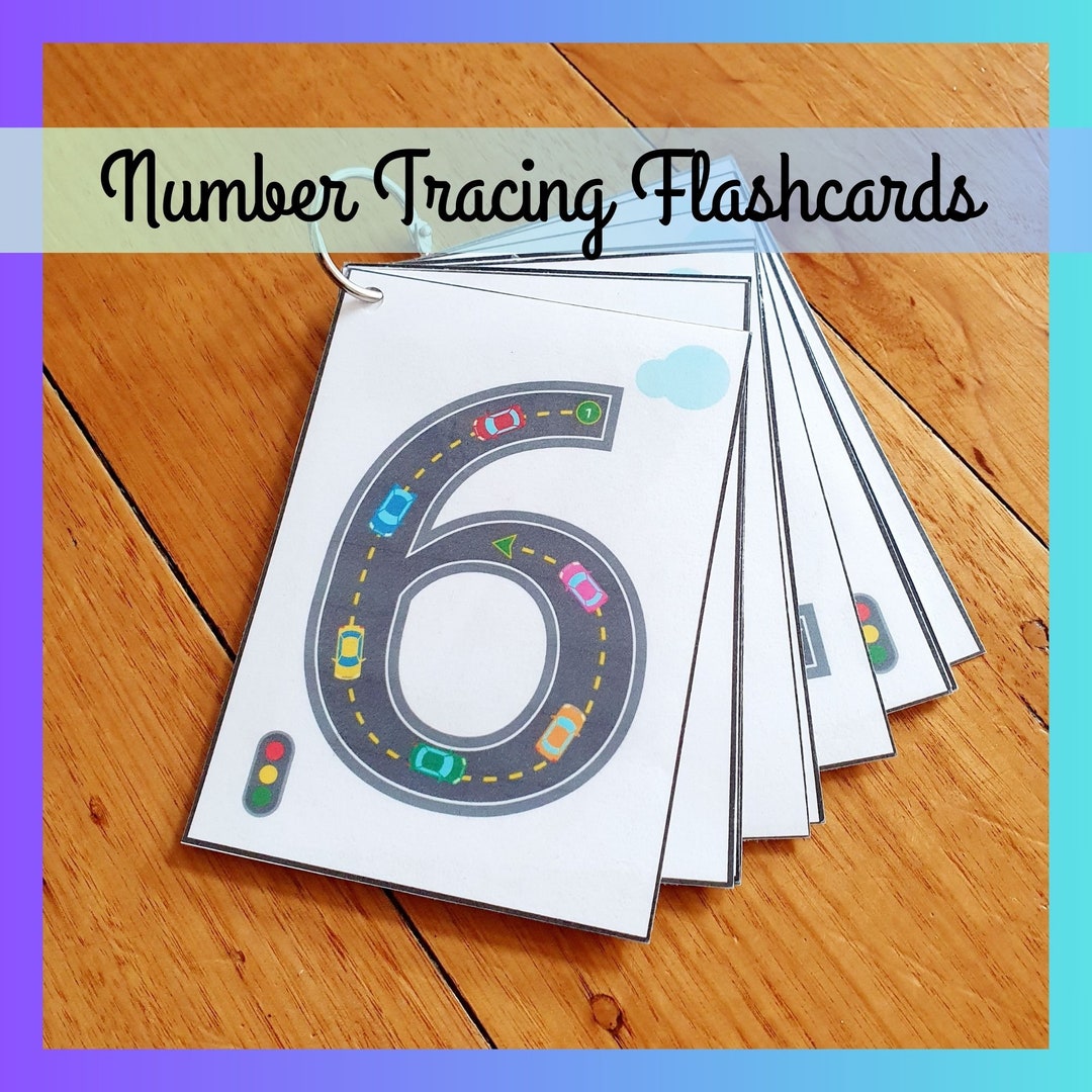 Cars Roads Number Tracing Flashcards: Montessori Printable (digital ...