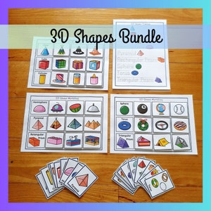 3D Shapes Bundle, Shapes Matching Printable, Tracing Shapes Flash Cards ...