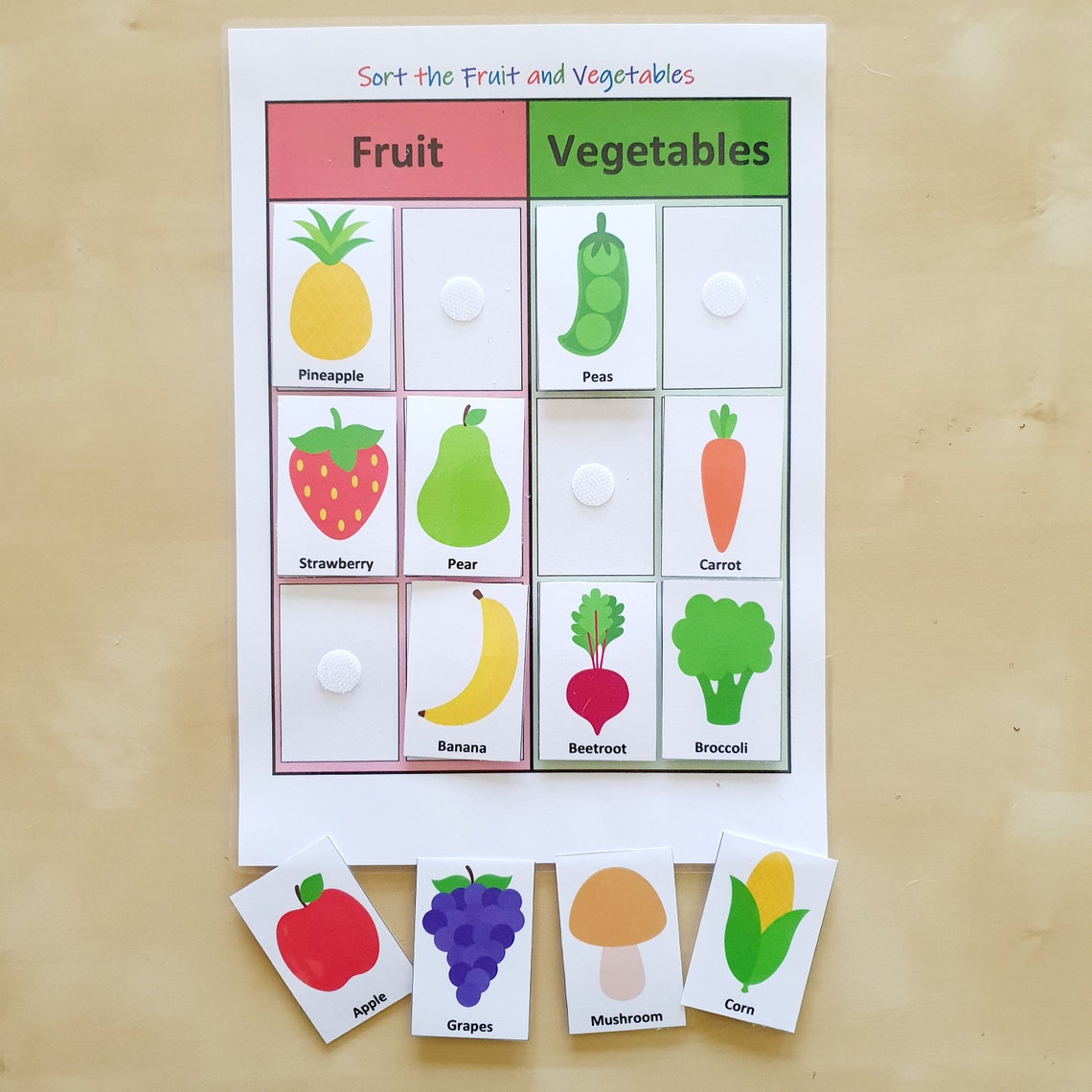 Fruit and Vegetable Sorting Printable, Busy Book Page, Educational ...