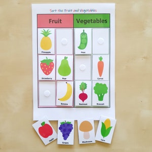 Fruit and Vegetable Sorting Printable, Busy Book, Education Homeschool ...