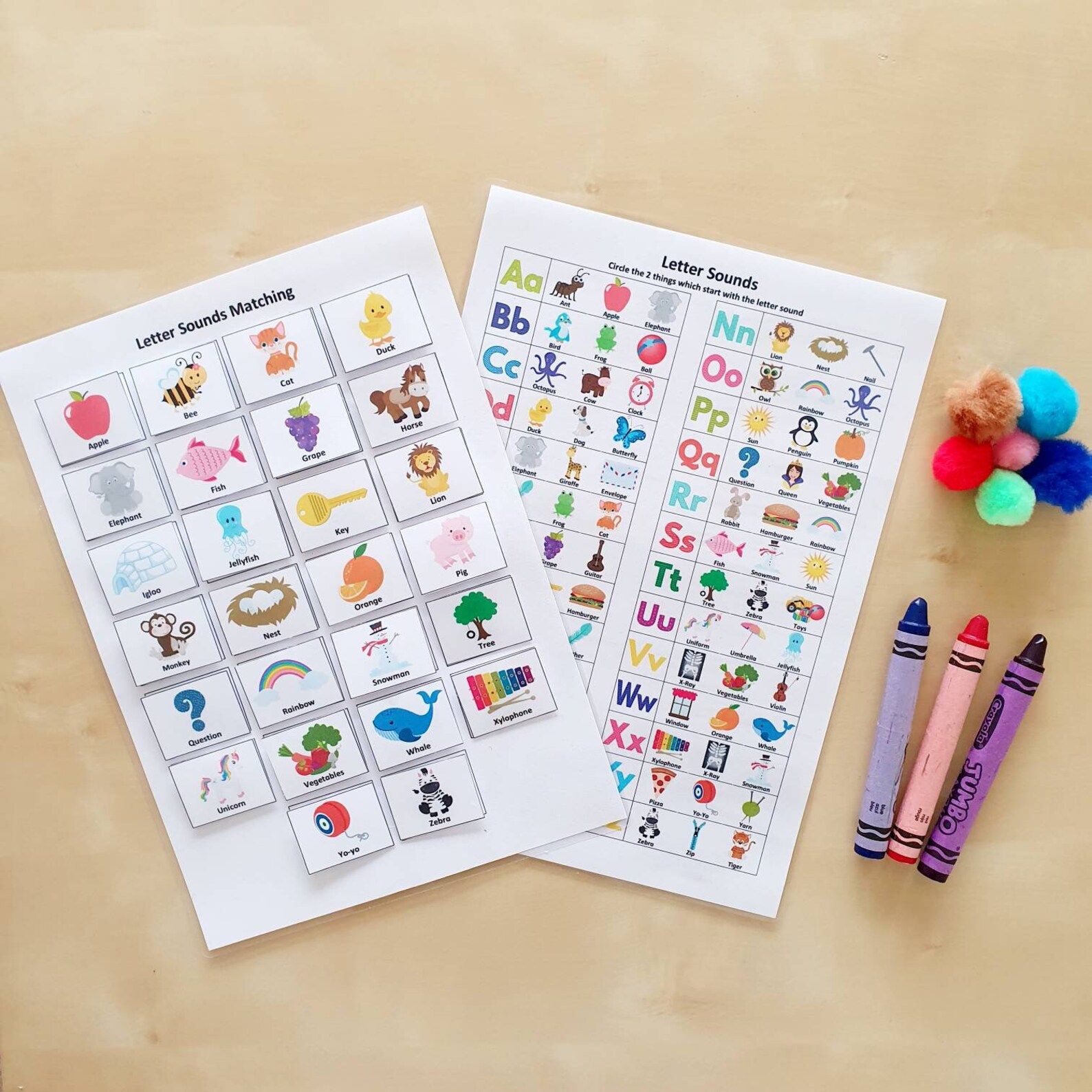 Letter Sounds Matching Printable: Alphabet Phonics Activity (digital ...