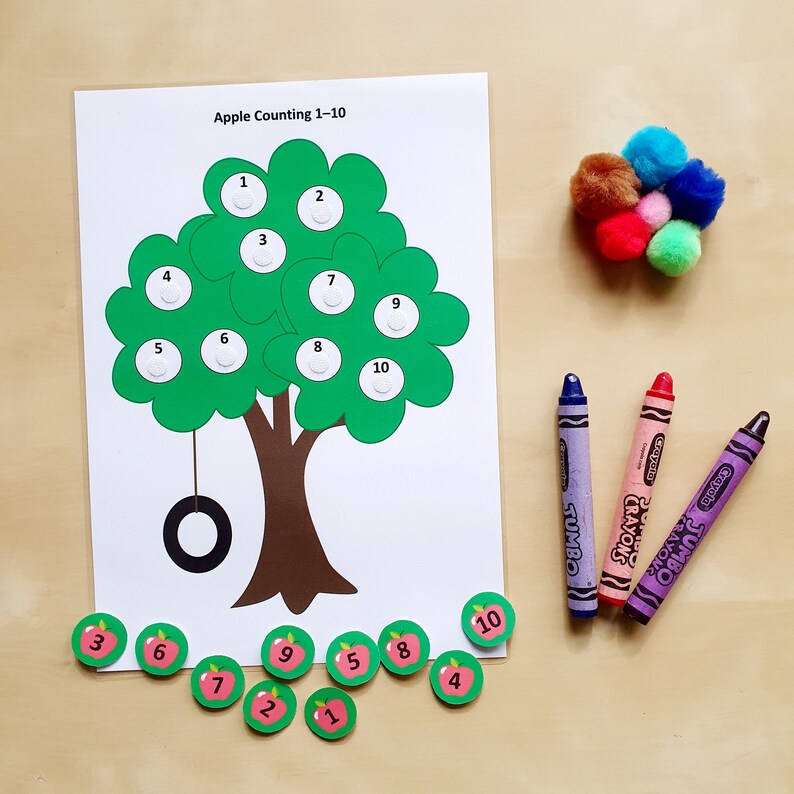 Apple Counting Printable: Numbers 1-10 Homeschool Activity (digital ...