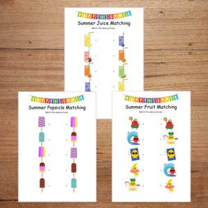 Summer Matching Worksheets, Classroom Printable, Homeschool Learning ...
