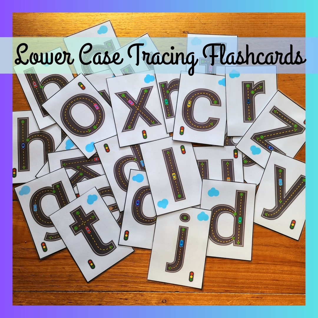 Letter Tracing Flashcards, Lower Case Road Letters, Montessori ...