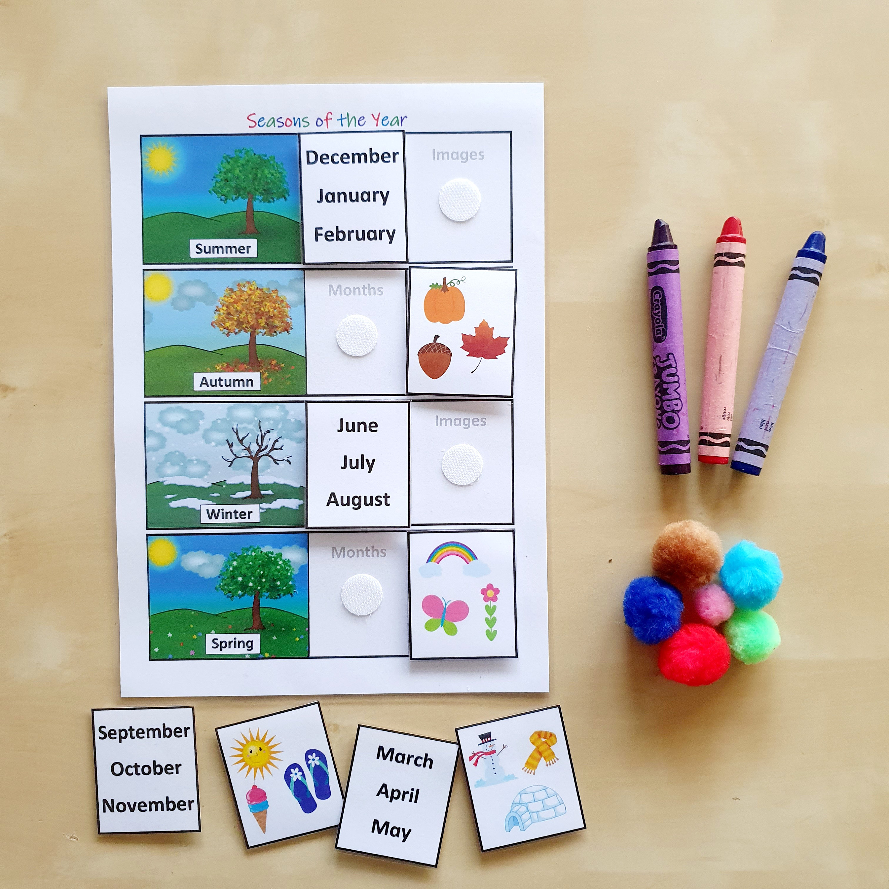 Seasons of the Year, Printable, Summer, Autumn, Fall, Winter, Spring ...