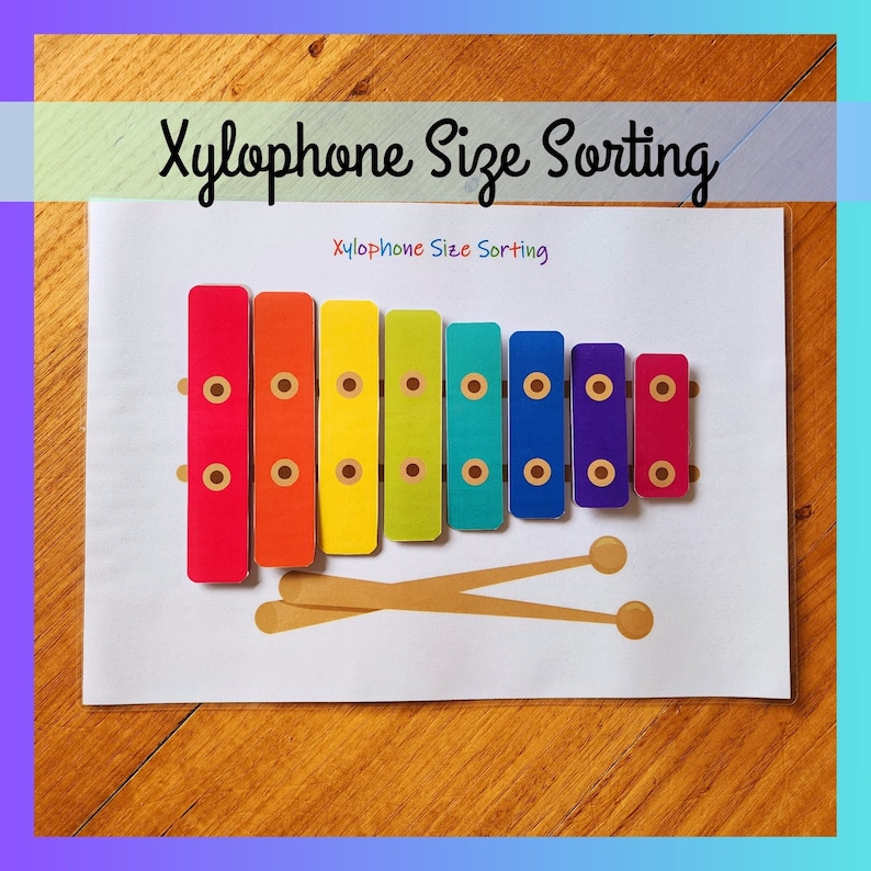 Xylophone Size Sorting Printable, Size Matching, Montessori Homeschool ...