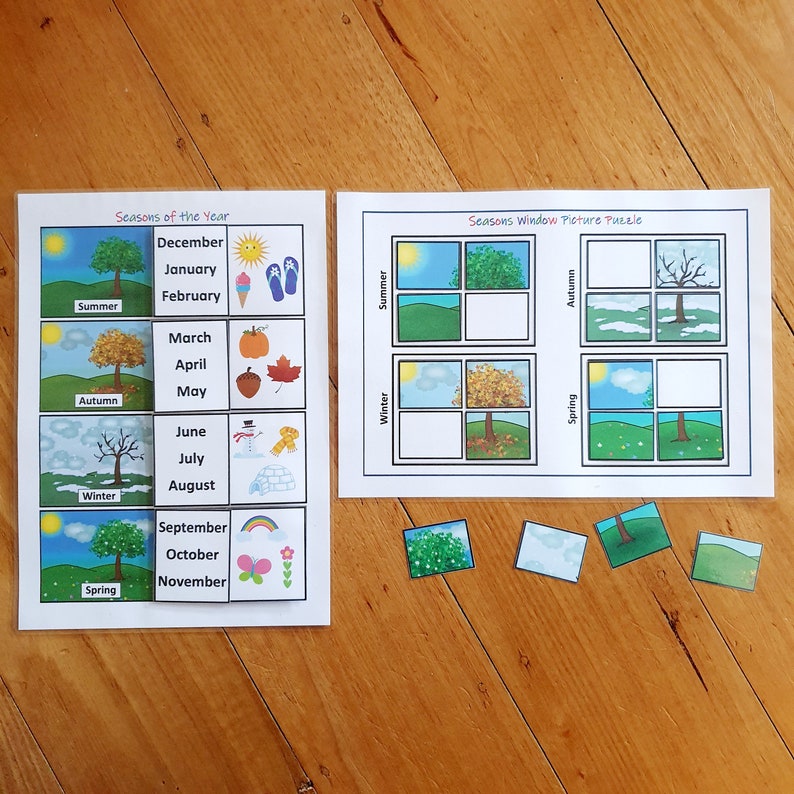 Seasons of the Year, Printable, Summer, Autumn, Fall, Winter, Spring ...