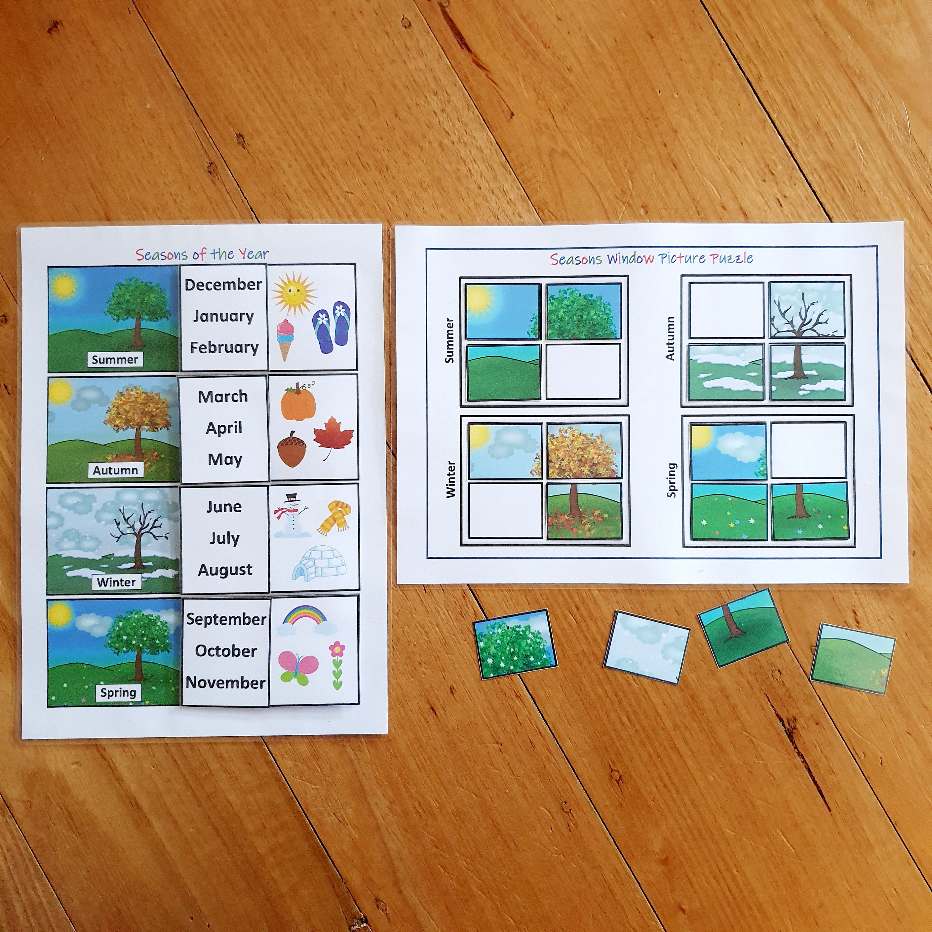 Seasons of the Year, Printable, Summer, Autumn, Fall, Winter, Spring ...