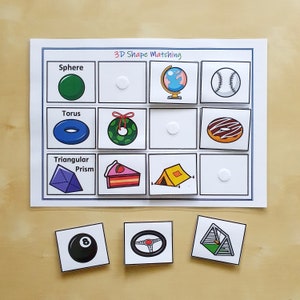 3D Shapes Bundle, Shapes Matching Printable, Tracing Shapes Flash Cards ...