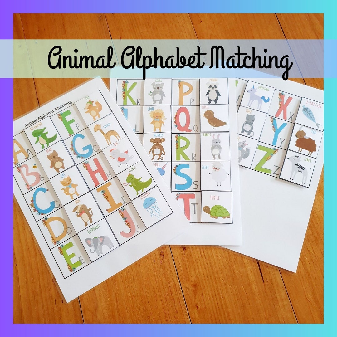 Animal Alphabet Matching Printable, Learn Letters Busy Book, Homeschool ...
