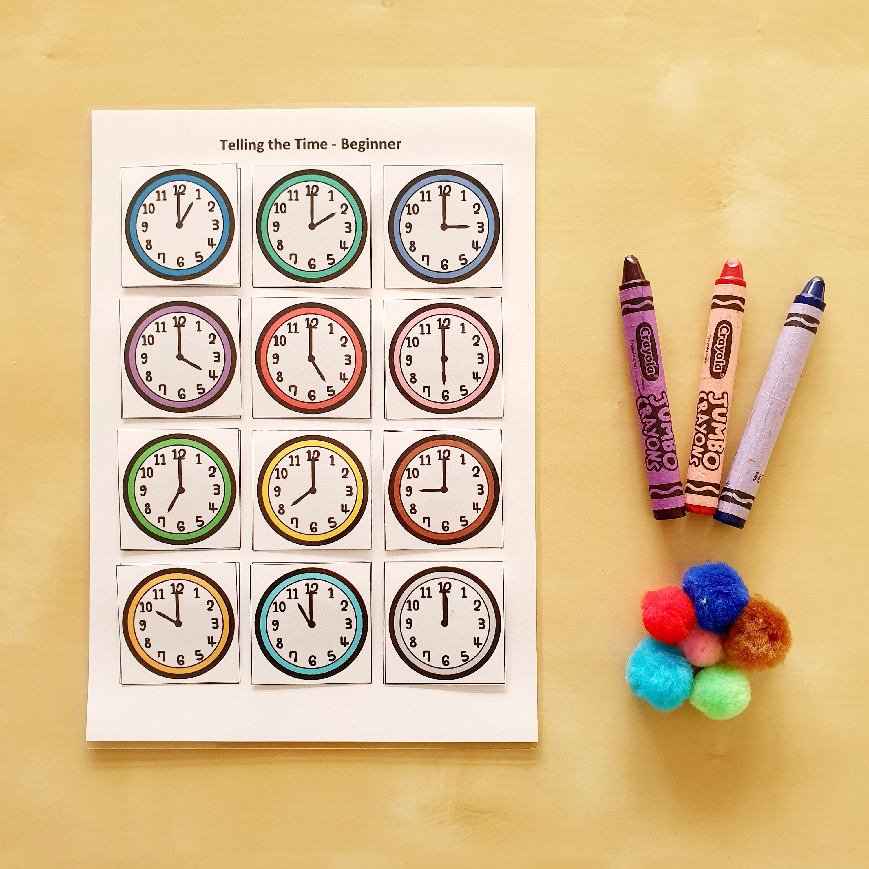Telling the Time Beginner Printable Clock Learning Time - Etsy
