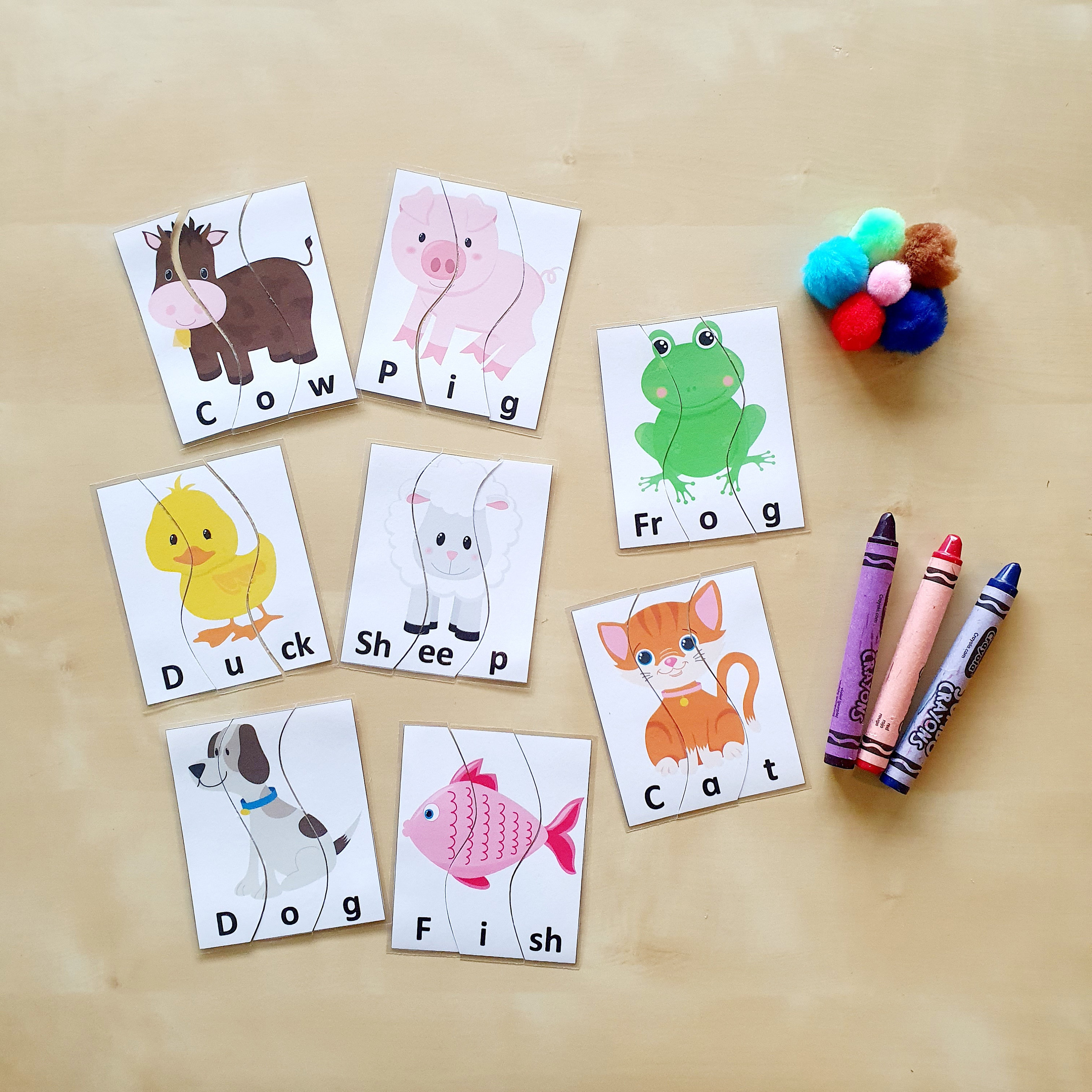 Animal Spelling Puzzle, Literacy, Phonics, Spell the Animal Words ...