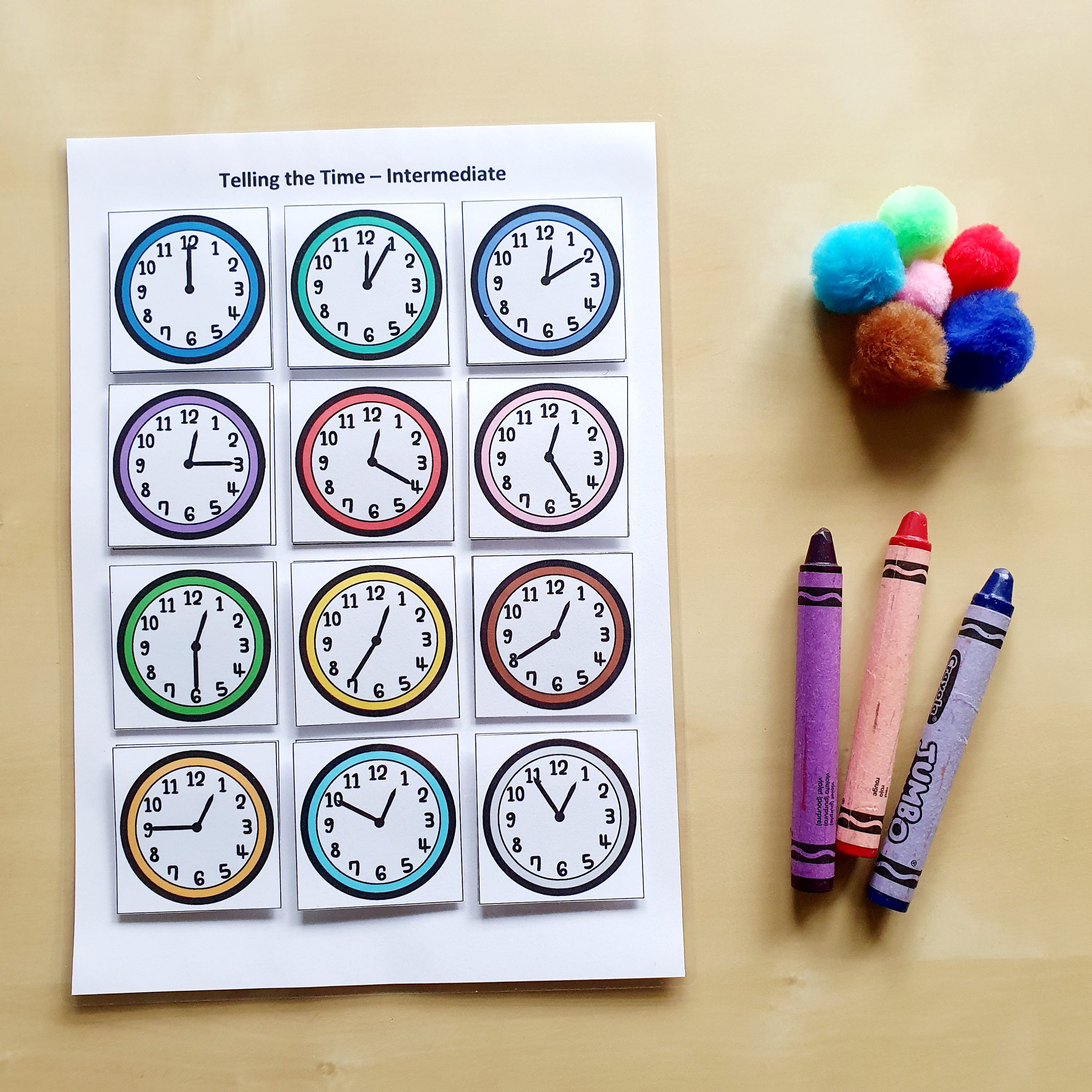 Telling the Time Intermediate Printable, Clock, Learning Time, Busy ...