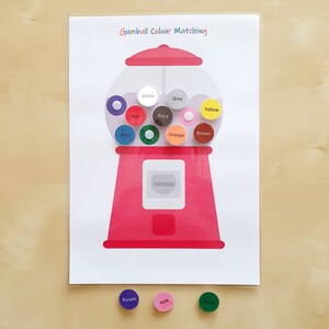 Gumball Color Matching Printable, Match Colours, Homeschool Worksheet ...
