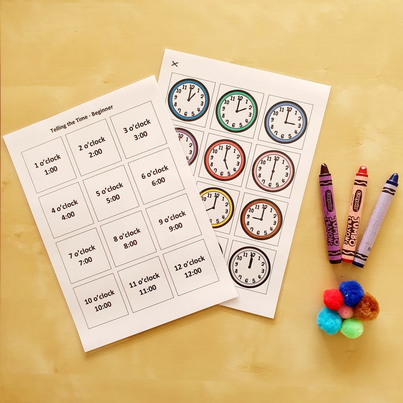 Telling the Time Beginner Printable Clock Learning Time | Etsy UK