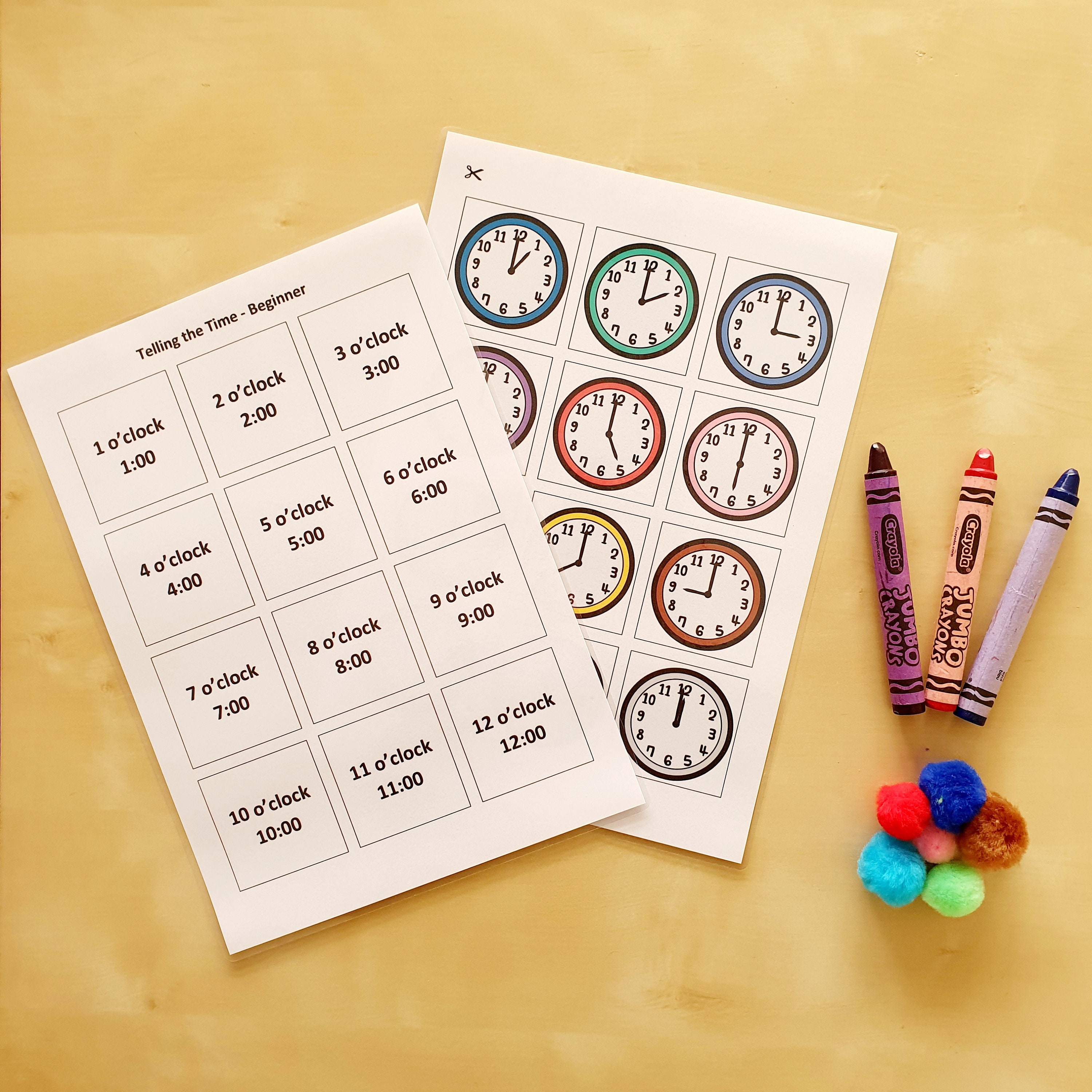 Clock Learning Time Printable: Beginner Homeschool Worksheet (digital ...