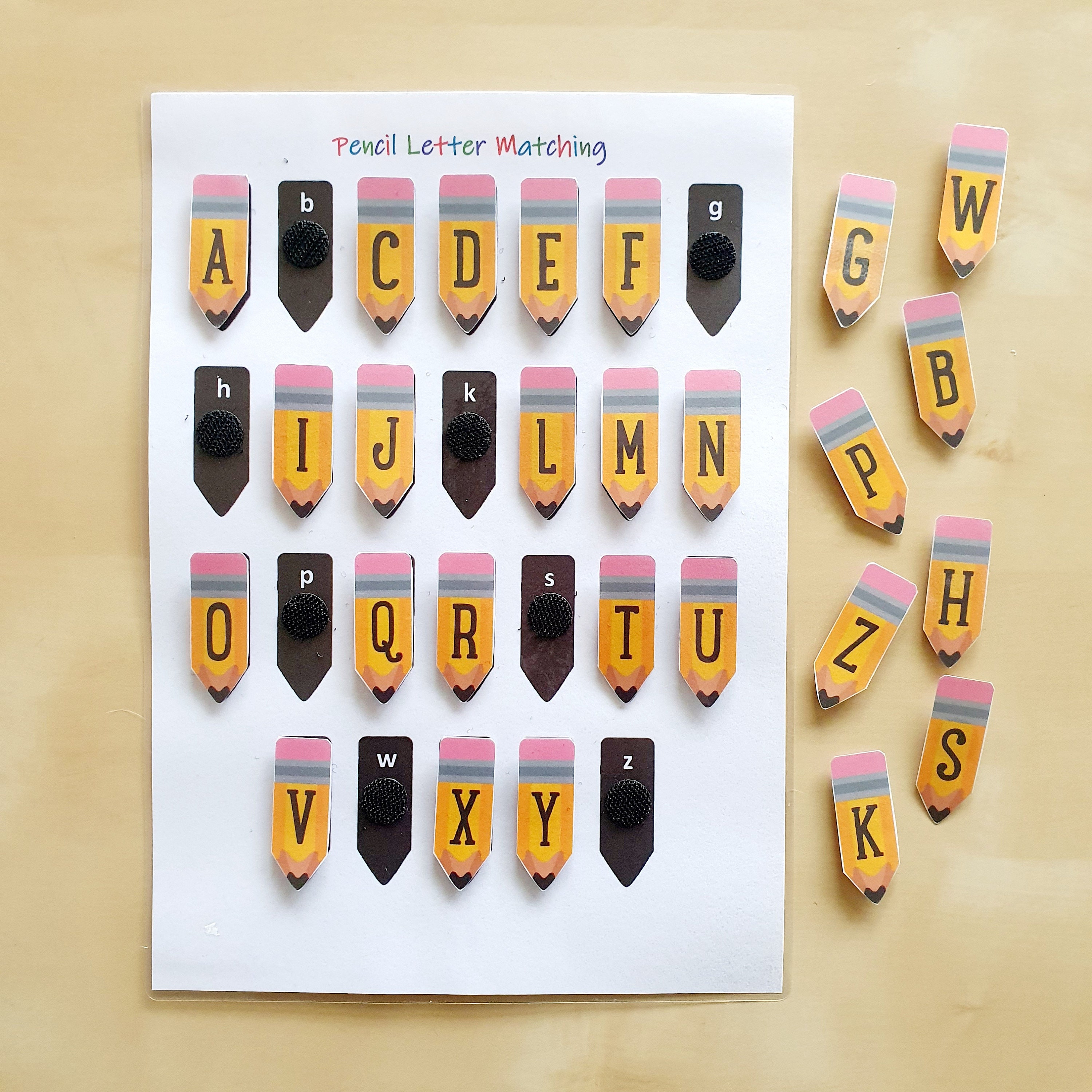 Pencil Alphabet Number Matching Worksheets: Homeschool Activity ...