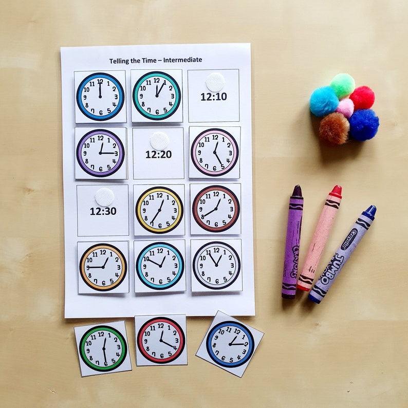 Telling the Time Intermediate Printable, Clock, Learning Time, Busy ...