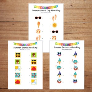 Summer Matching Worksheets, Classroom Printable, Homeschool Learning ...