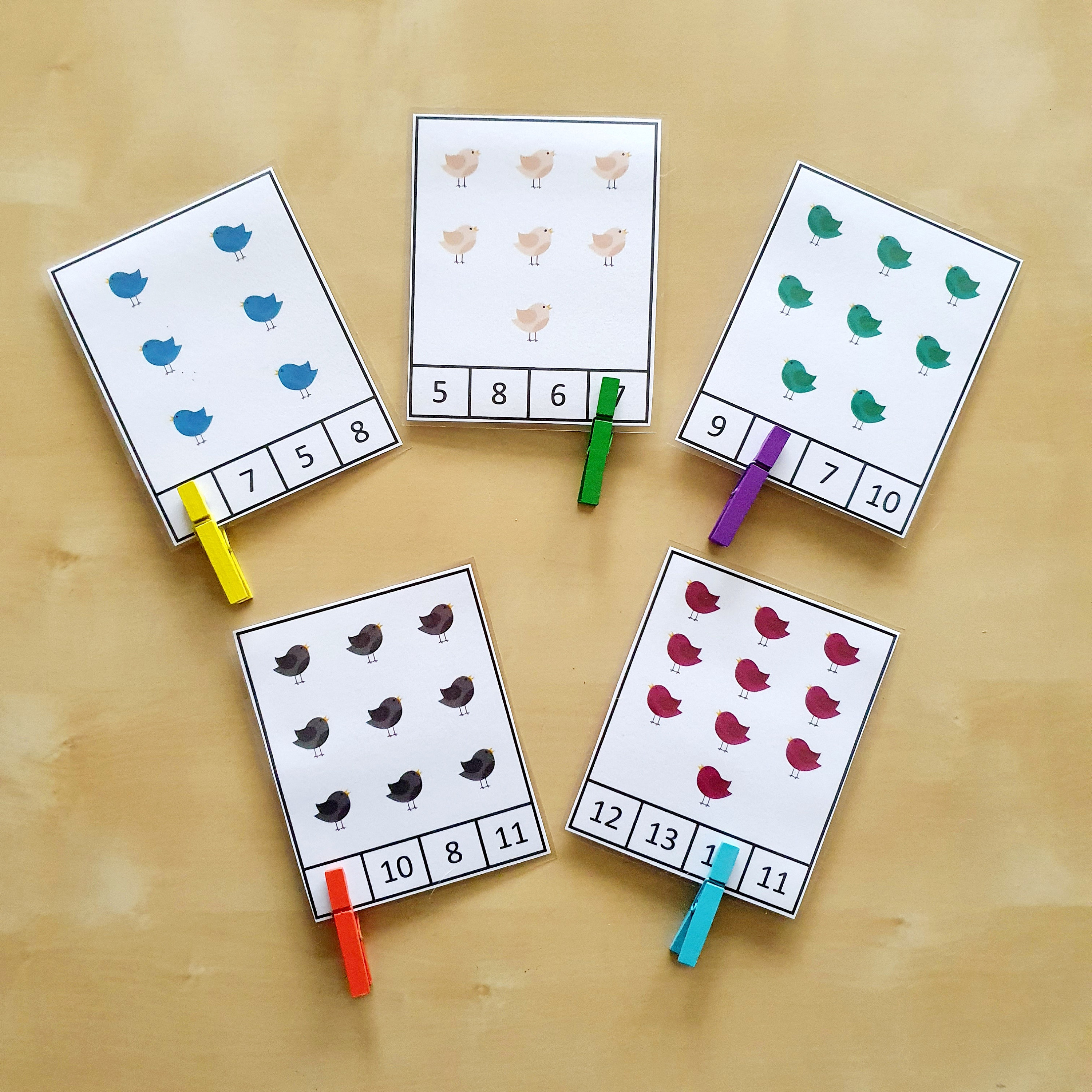 Bird Counting Clip Cards, Counting 1 to 20 Printable, Numbers Math ...