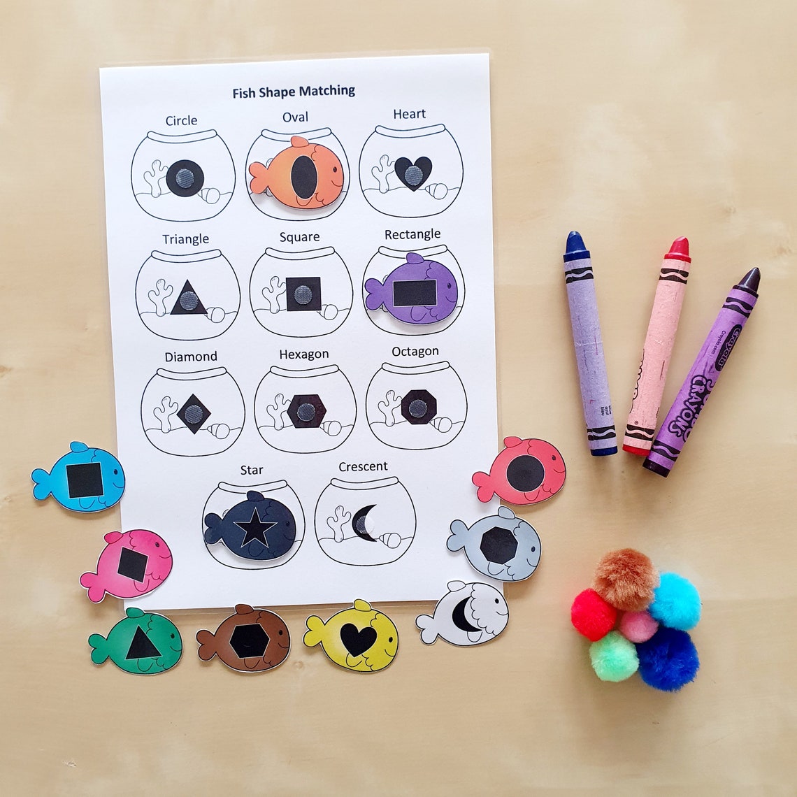 Fish Shape Matching Printable: Homeschool Activity (digital Download ...