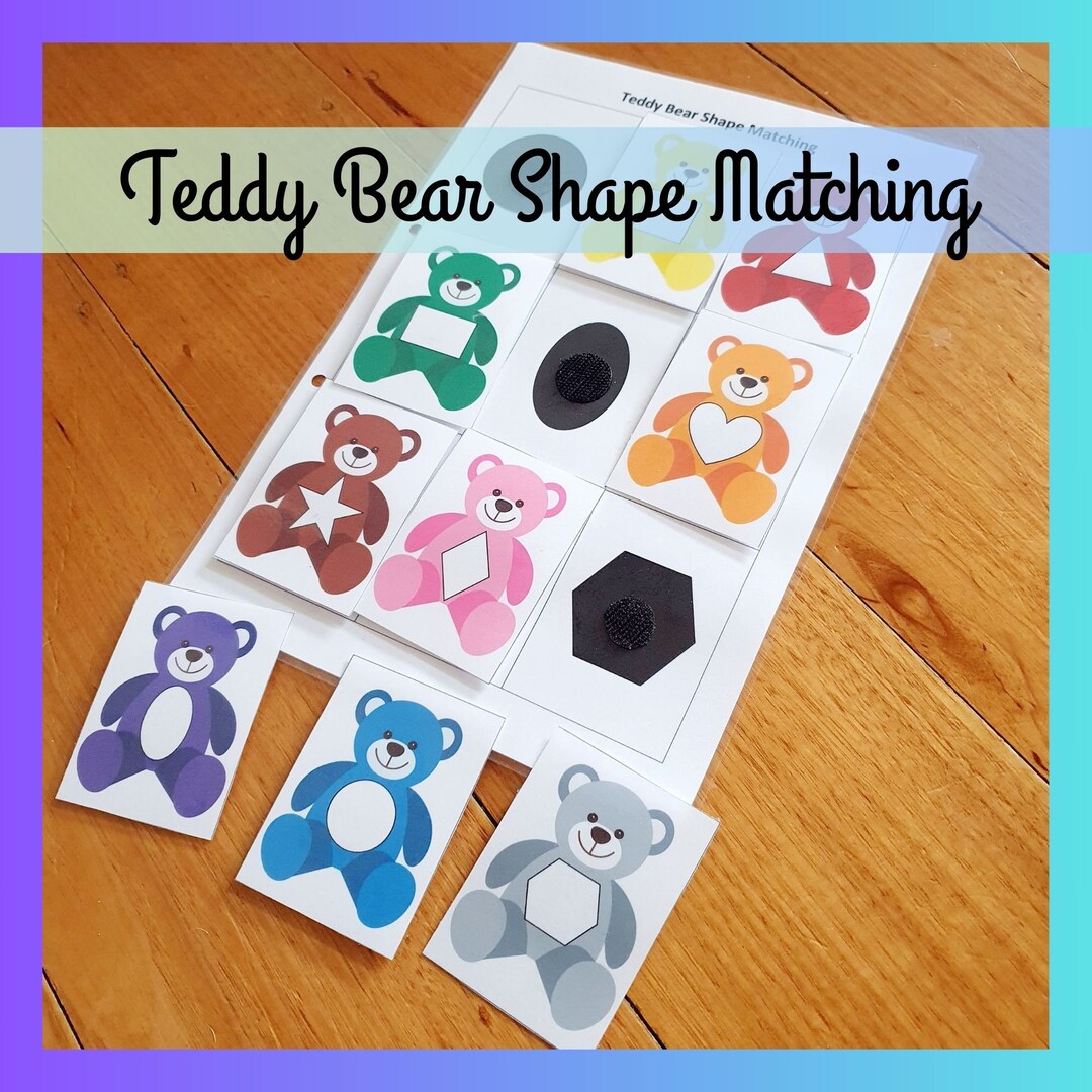 Teddy Bear Shape Matching Printable, Busy Book, Montessori Homeschool ...
