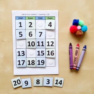 Odd and Even Numbers Printable, Counting 1-20 Math, Busy Book ...