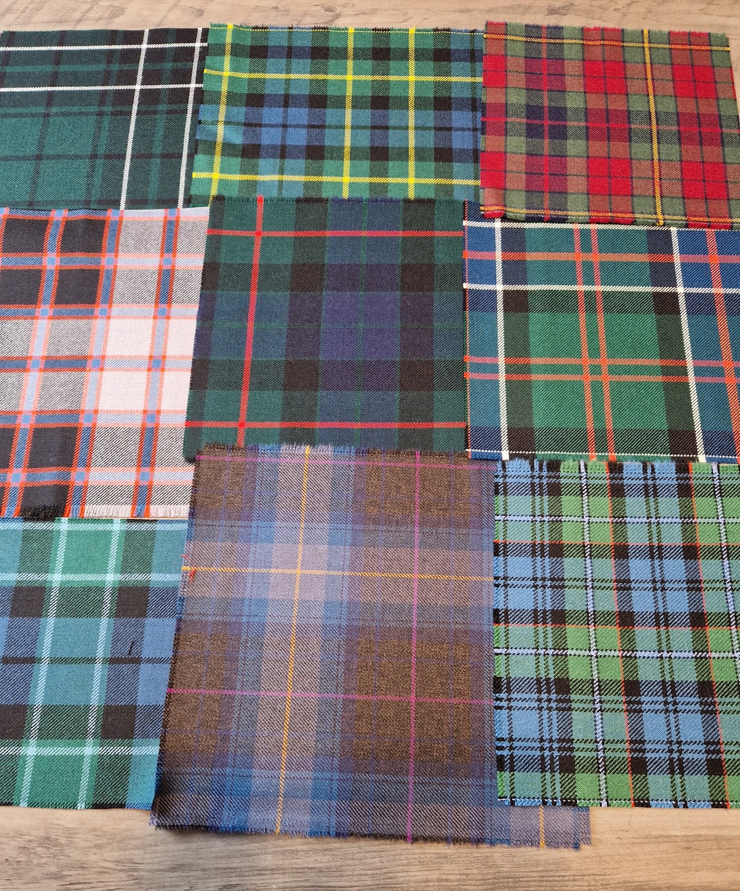 Bundle / Pack of 9 Scottish Tartan / Plaid 100% Wool Fabric Offcuts ...
