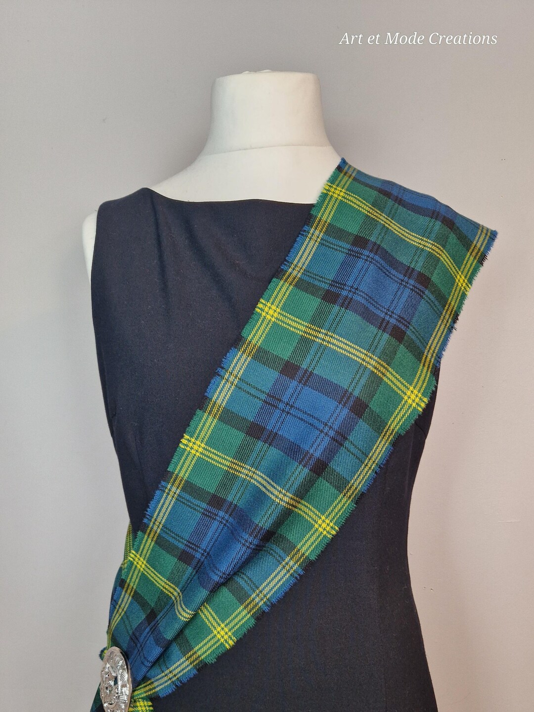 Green and Yellow 100% Pure New Wool Tartan/plaid Self Fringed Sash ...