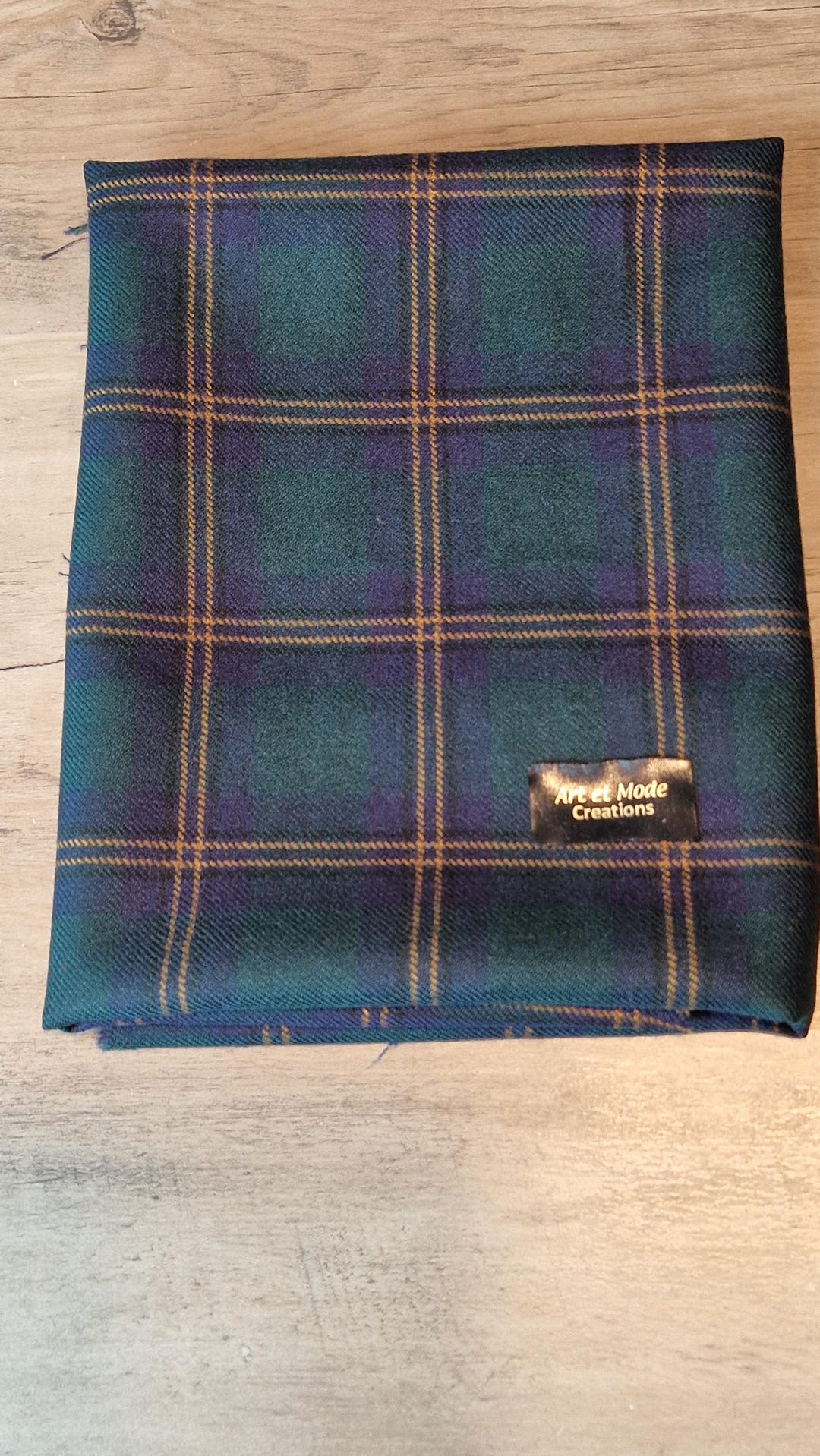 Blue, Green and Yellow Tartan / Plaid 100% Wool Fabric Offcut Perfect ...