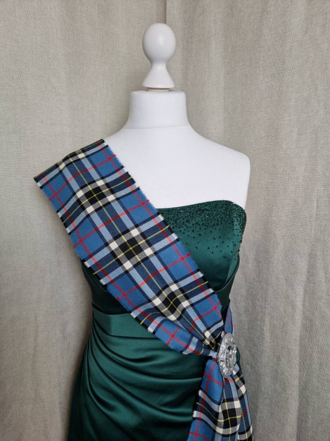 Thompson Blue 100% Pure New Wool Tartan / Plaid Open Fringe Sash ...