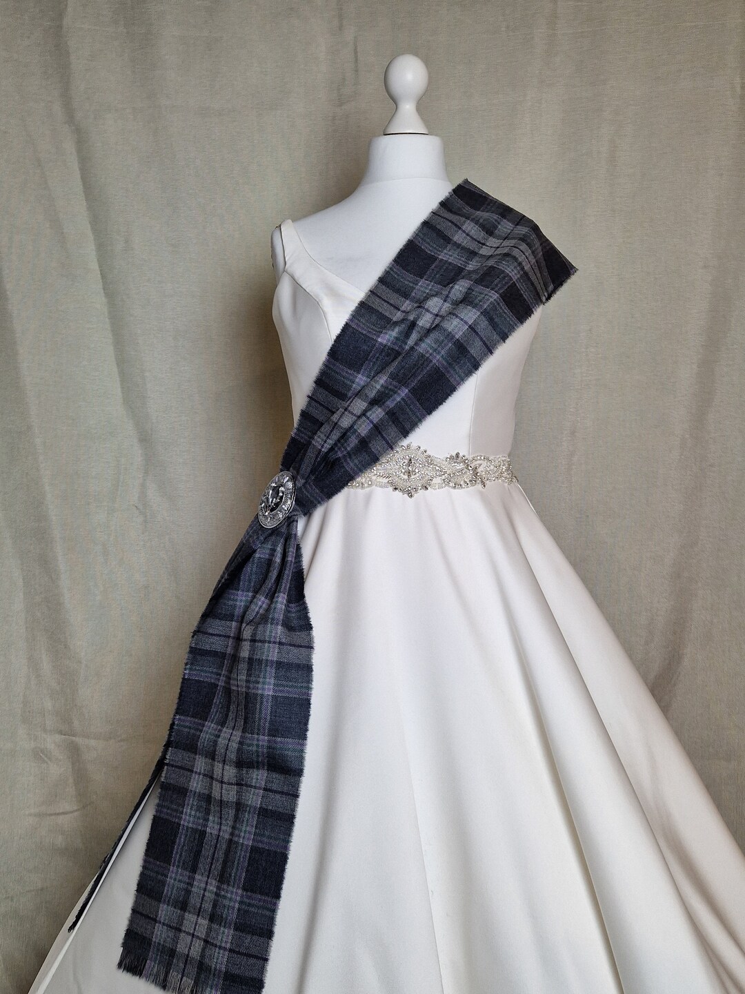 Grey and Lilac 100% Wool Tartan/ Plaid Sash 240cmx20cm - Etsy